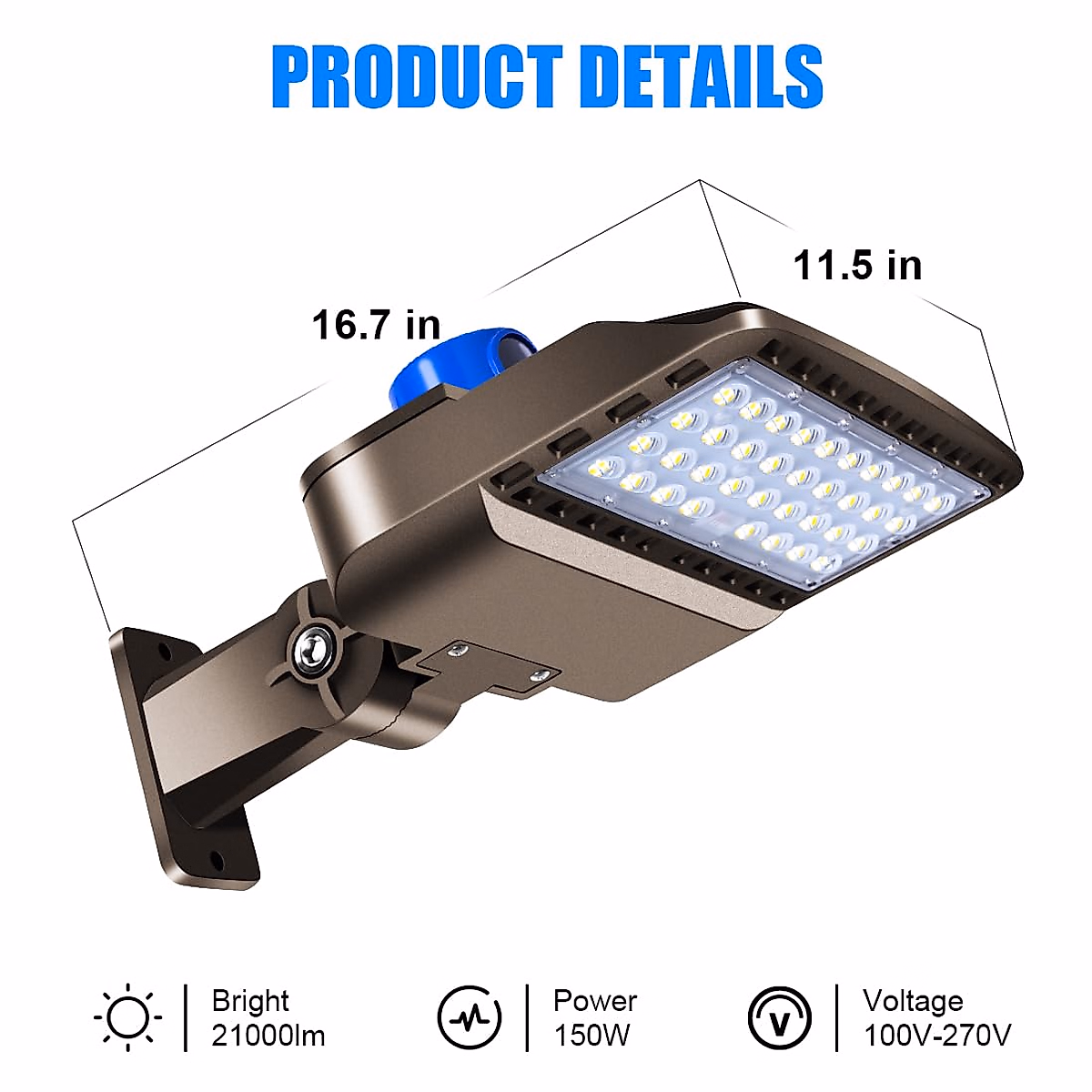 Juyace 150W led Parking lot Light Dusk to Dawn Outdoor Lighting Commercial Flood IP65 Waterproof 5000K Wall Mount 100-277V Shoe Box Street Yard Security Area（3 Pack