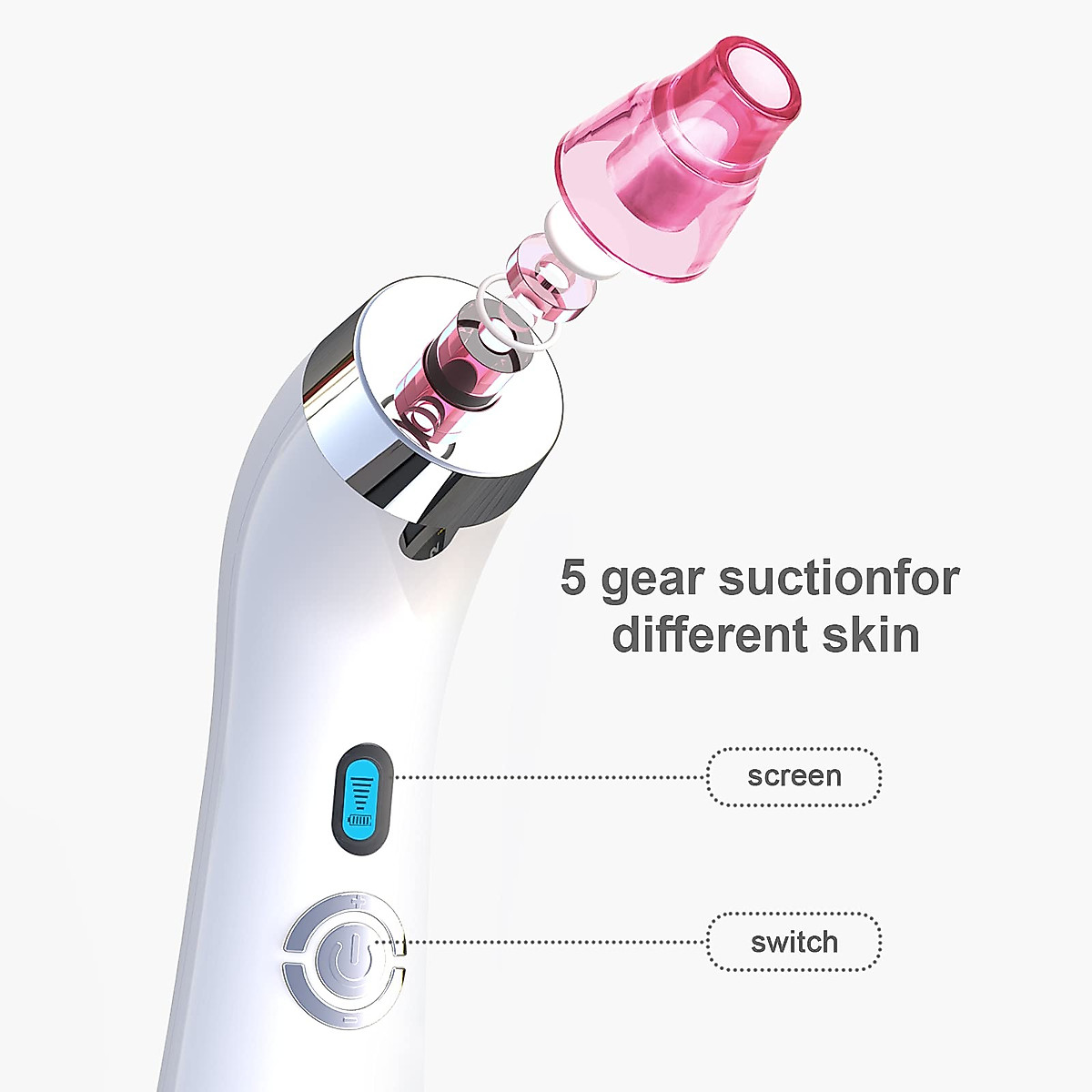 Blackhead Remover Pore Vacuum Electric Blackhead Extractor Tool Comedo Removal Suction Beauty Device for Women（Pink)