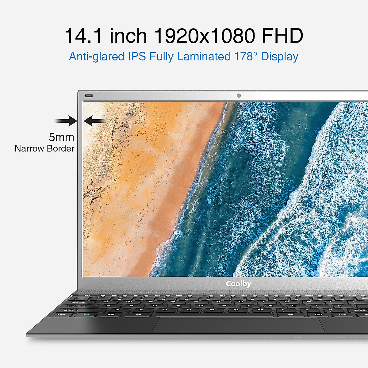 Coolby Windows 11 Laptop Computer, Intel Celeron Quad-core N4120 Processor, 12GB DDR4 RAM / 256GB SSD Notebook PC, 14.1" FHD 1920X1080 IPS Display, Support 2.4G/5G Hz WiFi, BT, Webcam, TF Card