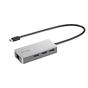Buffalo LUD-U3-CGHSV/N Type-C Docking Station with LAN Adapter with Wired LAN Port, USB 3.2 (Gen1), Japanese Manufacturer, Silver