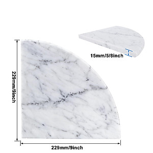 Retheno 9 Inch Carrara White Marble Corner Shower Shelf, Polished Wall Mounted Stone Corner Shelf for Bathroom