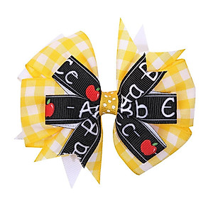 AsggBah 3pcs Back to School Pencil Bow Hair Clips Colorful Grosgrain Hairgrips Alligator Clips for First Day of School Toddler Kids Kindergarten Pupils Students Hair Accessories