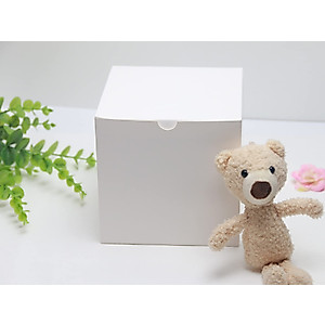 PQZKLDP 15 Packs 6x6x6 inches Fold Box Easy Assemble Small Paper Gift Box Decorative Party Favor Kraft Box with Lid for Birthday, Wedding, Anniversary, Party , with Stickers ,66 FT Twine (6*6*6 Inch, White)