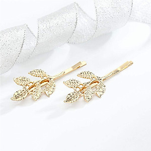 Olbye Leaf Hair Clip Dainty Gold Metal Barrette Hair Pin Bridal Hair Accessories Hair Holder for Women 2 Pcs