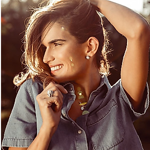 Joolala Circle of serenity – Fresh Water Cultured Round White Pearl in 925 Silver Post and Nut Stud Earrings for Women