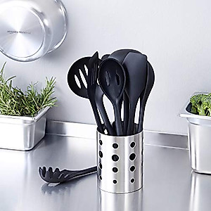 AmazonCommercial Non-Stick Heat Resistant Silicone Cooking Utensil Set, Set of 8 Utensils, Black