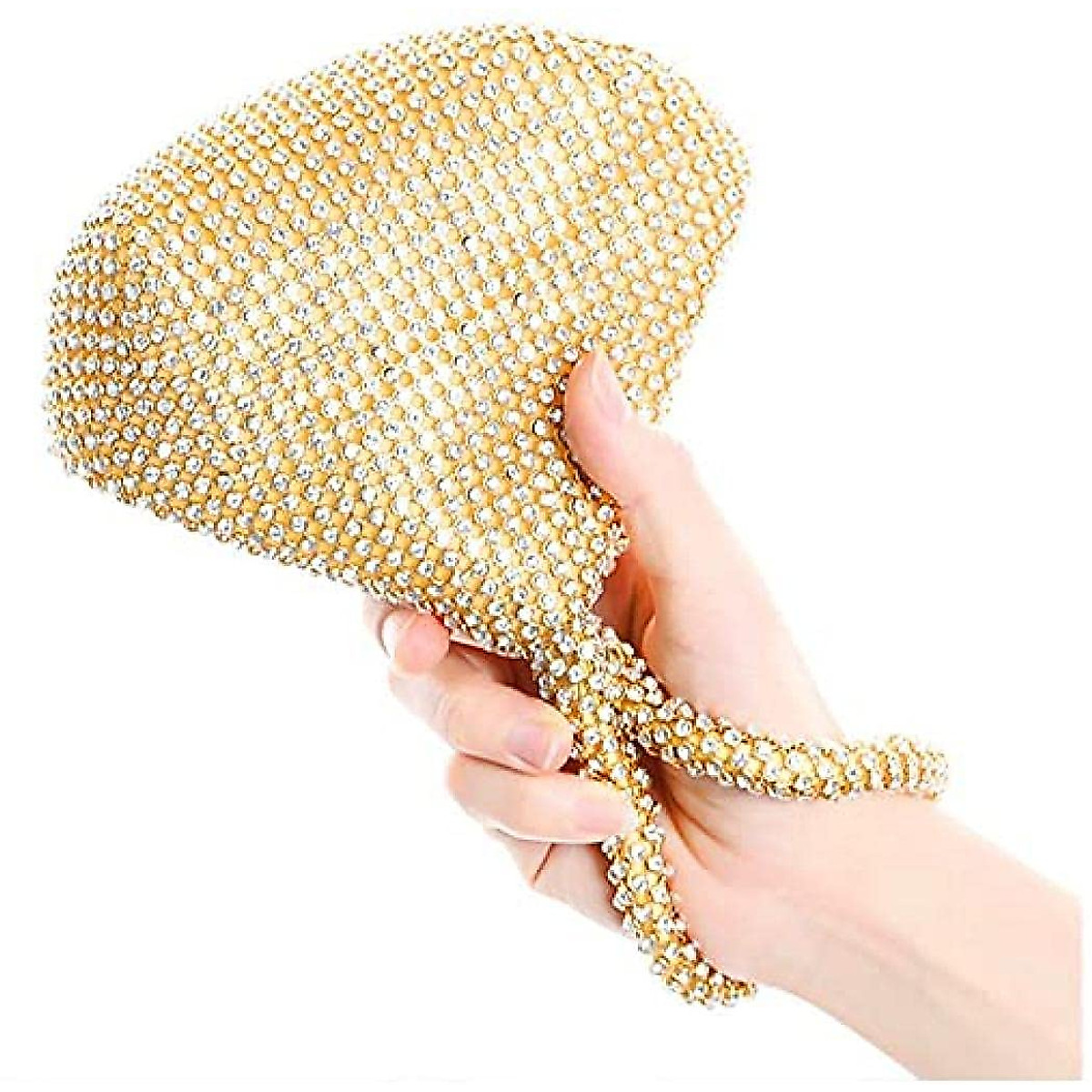 Women's Evening Bag Rhinestone Purse Handbags Triangle Style Chain Clutch Purse Bag Sparkly Party Prom Wedding Purse (Gold)
