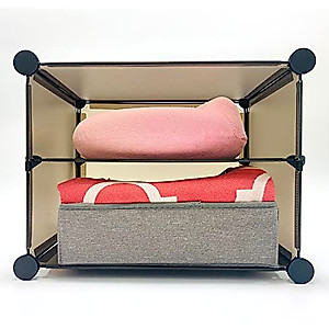 UNZIPE Shoe Rack with Door, 56 Pairs Shoes Storage Cabinet Plastic Freestanding Shoe Shelves DIY Cube Organizer for Closet, Bedroom，Garage Entryway, Dark Coffee