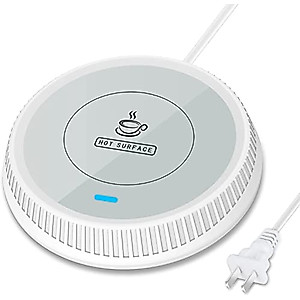 Hot Coffee Warmer Mug Heater: Electric Smart Beverage Cup Warmer Plate with Automatic Switch Gravity Sensor for Desk (Bright White)