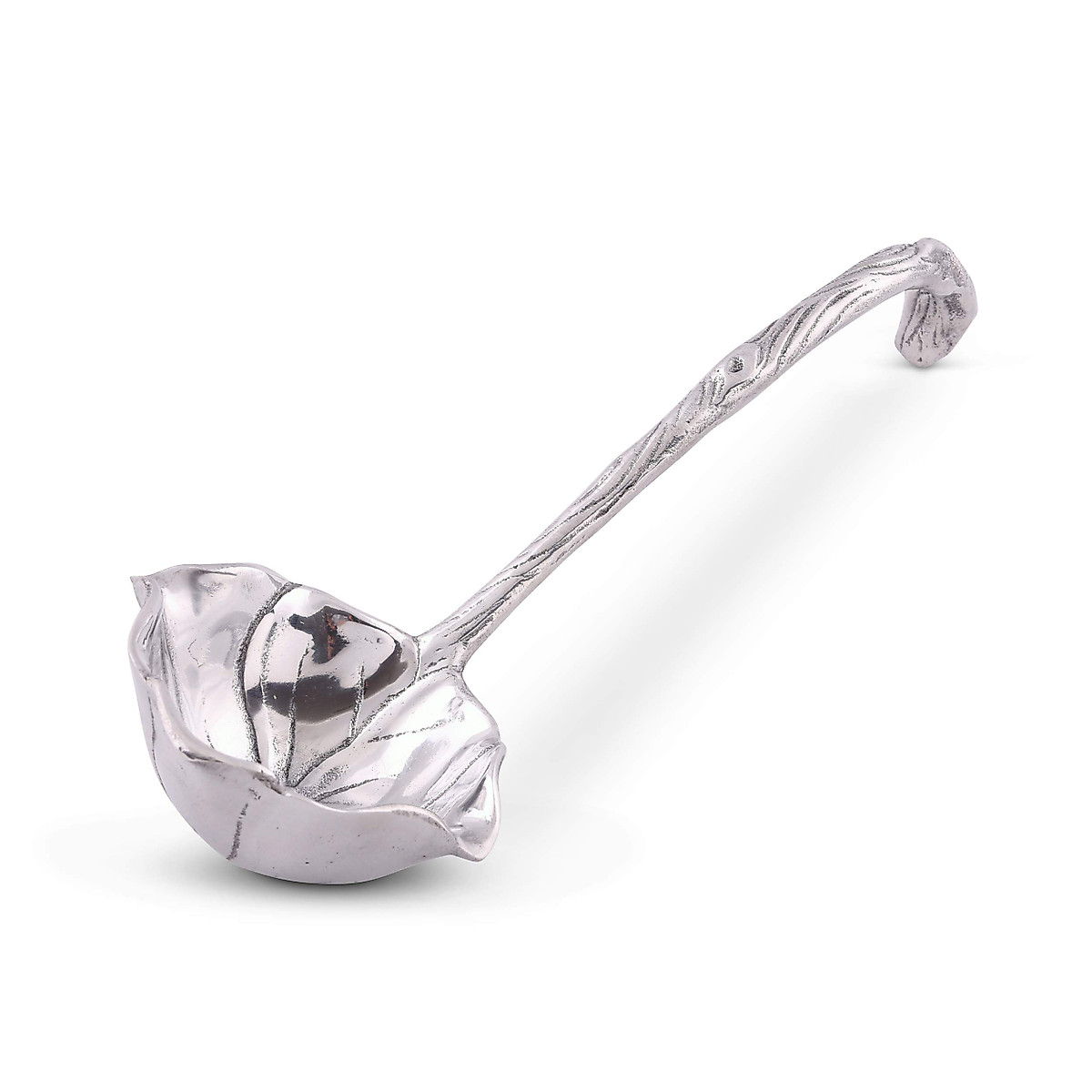 Arthur Court Aluminum Metal Magnolia Pattern Punch/Soup/Serving Ladle Silver Spout 12.5 inch Long