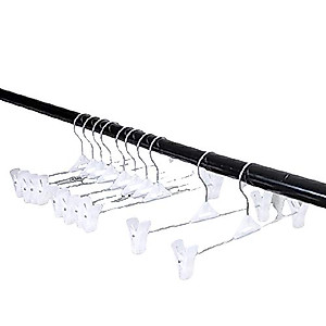 Plastic Pants Hangers Adjustable Clips Non Slip Space Saving Slim Skirt Hangers 10P White TPAG52435