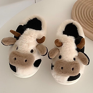 dubuto Kids Slippers, Cute Cow Slipper for Girls Boys, Animal Slippers Cozy Anti-slipe Soft Plush Warm Cozy Home House Slippers for Toddler Kids