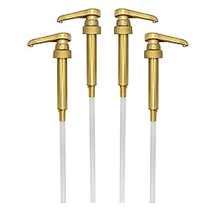 HANDIT - Gold Coffee Syrup Pumps | Fits Liter 750ml / 25-4oz Syrups Torani, DaVinci, Jordan's Skinny and Monin 33.8oz Plastic Bottles | 4-Pack