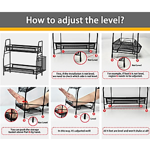 Famhap Bathroom Counter Organizer, Bathroom Organizer Countertop with Side Basket, Kitchen Countertop Organizer, Metal Spice Rack Organizer, Black 13.8"x7"x12.6"