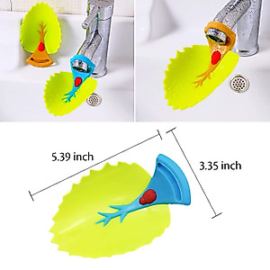 4 Pack Leaf Design Faucet Extender, Sink Handle Extender, Safe Fun Baby Hand-Washing Solution for Babies, Toddlers, Kids and Children