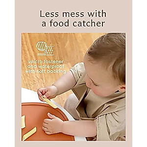 WILLOW + SIM Waterproof Baby Bibs for Baby boy - Better than Silicone & Plastic - Toddler Bibs with Food Catcher - Baby bibs for boys, Feeding bib for Babies and Infants - No Sleeve - Irish Cream