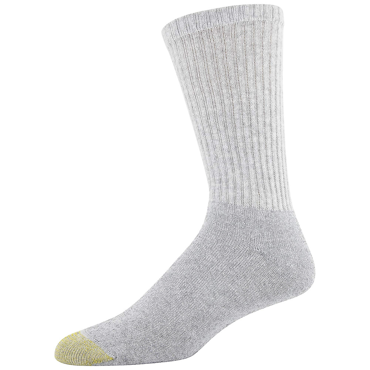 GOLDTOE Men's 656S Cotton Crew Athletic Socks, Multipairs, Grey Heather (6-Pairs), Large