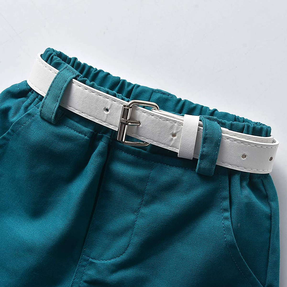 FAXSON Baby Boys Girls Brother and Sister Matching Outfits Clothes Floral Gentleman Shorts Set(Blue boy,90/18-24 Months)