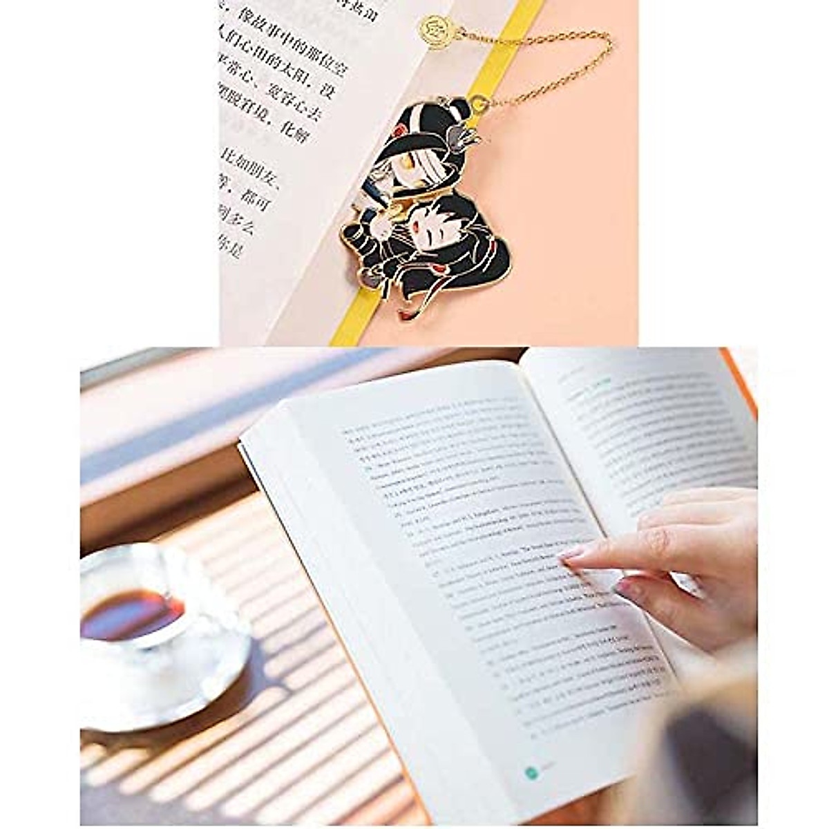 Mo Dao Zu Shi Metal hollowing Bookmark, Bookmark Vintage Chinese Style Hollow Book Markers, Wei Wuxian LAN Wangji Metal hollowing Bookmark(C)