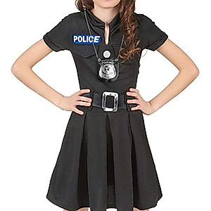 Joy Join Kids Police dress up Accessories Pretend Play Special Police Badge with Chain(Black)