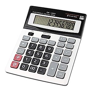 HIHUHEN Large Electronic Calculator Counter Solar & Battery Power 12 Digit Display Multi-Functional Big Button for Business Office School Calculating (1 x Calculator)