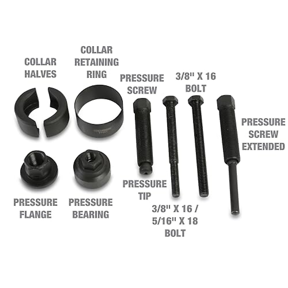 OEMTOOLS 37031 Power Steering Pulley Puller and Installer Kit, Removes and Installs Power Steering Pump Pulleys on Most Domestic Vehicles, Ford, GM, VW , green