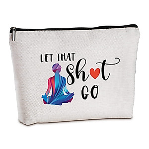 Wlesinzt Yoga Gifts for Women Zipper Travel Makeup Bag Yoga Accessories Yoga Gift for Yoga Instructor Funny Meditation Yoga Gifts Zen Gifts for Daughter Sister for Birthday Christmas Unique Gifts