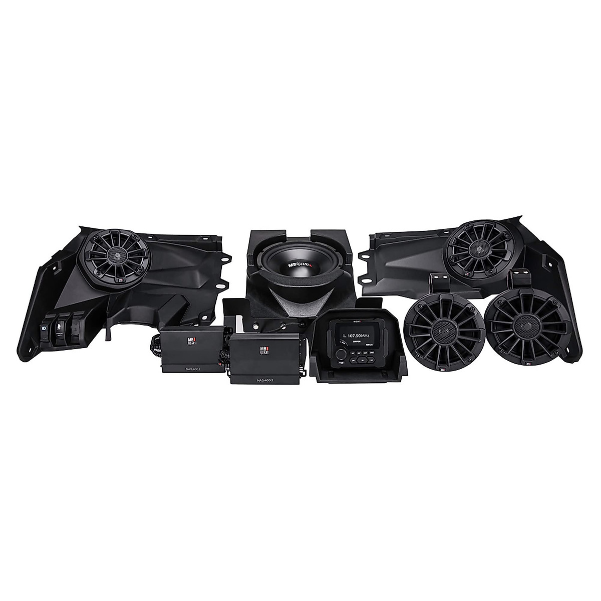 MB Quart MBQX-STG5-1 Can-Am Maverick X3 Premium Audio System | 4X 6.5 Speakers, 10" Sub, Bluetooth Radio, Dual 400W Amps | 2017+ Models