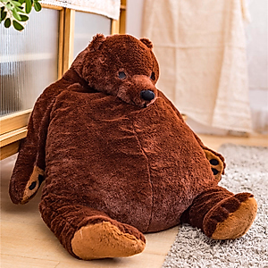SNOWOLF Djungelskog Bear Giant Simulation 100 cm Bear Toy Stuffed Animal Plush Doll Huge Cuddly Dark Brown Teddy Bear for Home Decoration Valentine's Birthday Gift, 39.3 in/100 cm