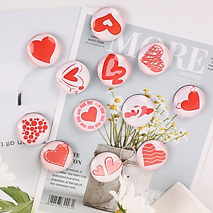 Glass Strong Heart Love Refrigerator Magnets,12 Pack Magnetic Fridge Stickers,Whiteboard Cabinet Locker Dishwasher Magnets for Kitchen Office Classroom Supplies (Heart Refrigerator Magnet)