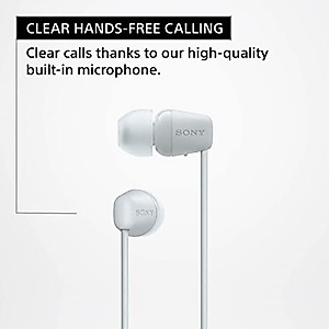 Sony WI-C100 Wireless in-Ear Bluetooth Headphones with Built-in Microphone, White