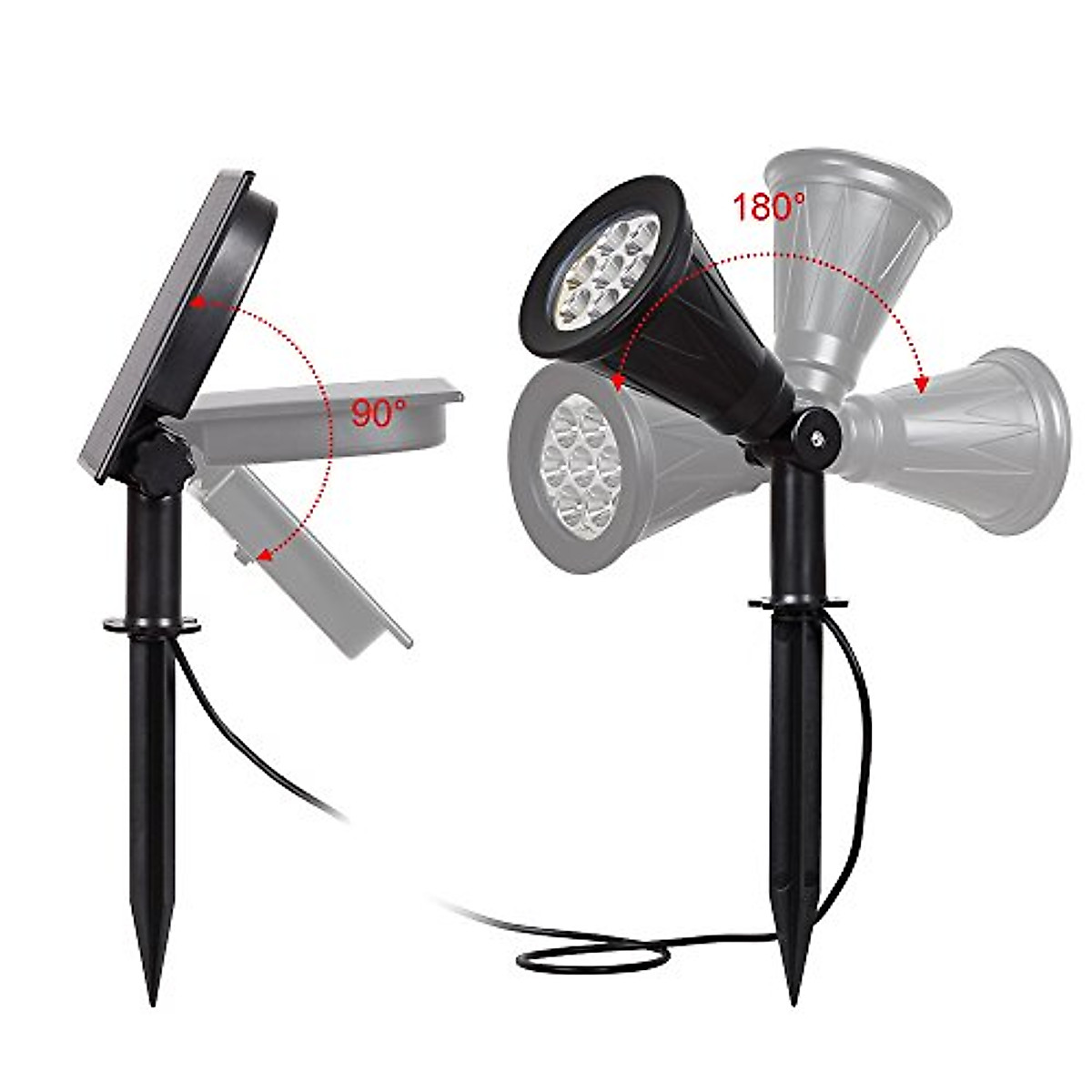 T-Sun Color Changing Solar Spotlights, 7 LED Seperate Solar Landscape Spotlights Auto Solar Garden Lights for Trees, Pond, Yard, Driveway, Pool Area(Colorful-2 Pack)