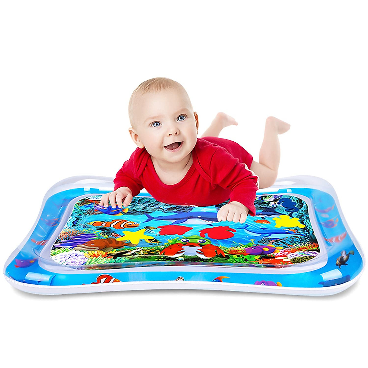 WSPER Tummy Time Water Mat Inflatable Baby Water Play mat for 3+ Months Newborn Girl & Boy Early Activity Center