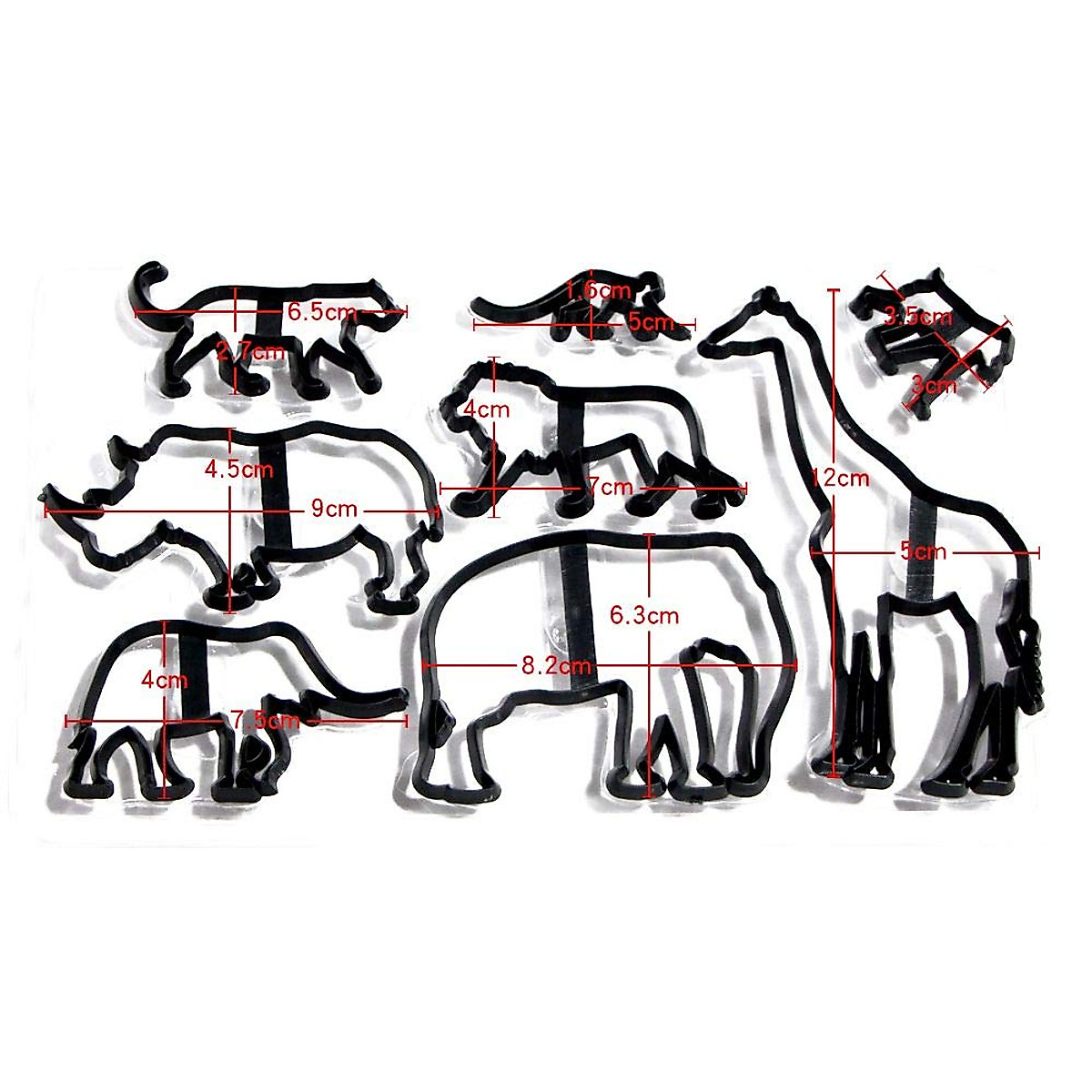 EORTA Set of 8 Fondant/Cookie Cutter Giraffe/Elephant/Lion/Monkey Silhouette Gumpaste Flowers Sugar Craft Mold Cake Decorating Tools for Party, DIY, Craft, Animals Theme