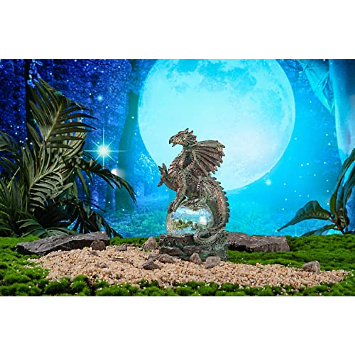 TERESA'S COLLECTIONS Dragon Garden Sculptures & Statues,Solar Outdoor Statues Resin Dragon Figurines, Bronze Gothic Decor Lawn Ornaments Yard Art for Patio Table Deck Balcony Decorations, 8.6 Inch