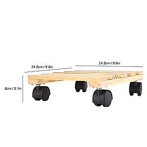 lesiega Wooden Plant Caddy Rolling Plant Stand with 360°Removable Caster Wheel Square Plant Roller Used Outdoor & Indoor, on Patio, Ideal for Flower Pot, 9.8 x 9.8in,