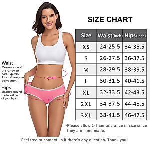 wirarpa Women's Cotton Underwear Mid Low Rise Full Briefs Breathable Ladies Regular Panties 5 Pack Multicolored Size 5
