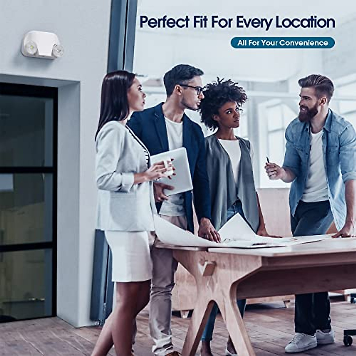 SASELUX Led Emergency Light with Remote Capable, Adjustable LED Lamp Heads Exit Lighting, Backup Battery White Emergency Lights, 120V-277V Dual Voltage, UL Certified (1 Pack)