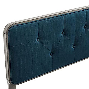 Modway Collins Tufted Fabric and Wood Full Headboard in Gray Azure