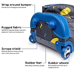 J World New York Sunrise Kids Rolling Backpack for Girls Boys Teen. Roller Bookbag with Wheels, Lightboard, 18"