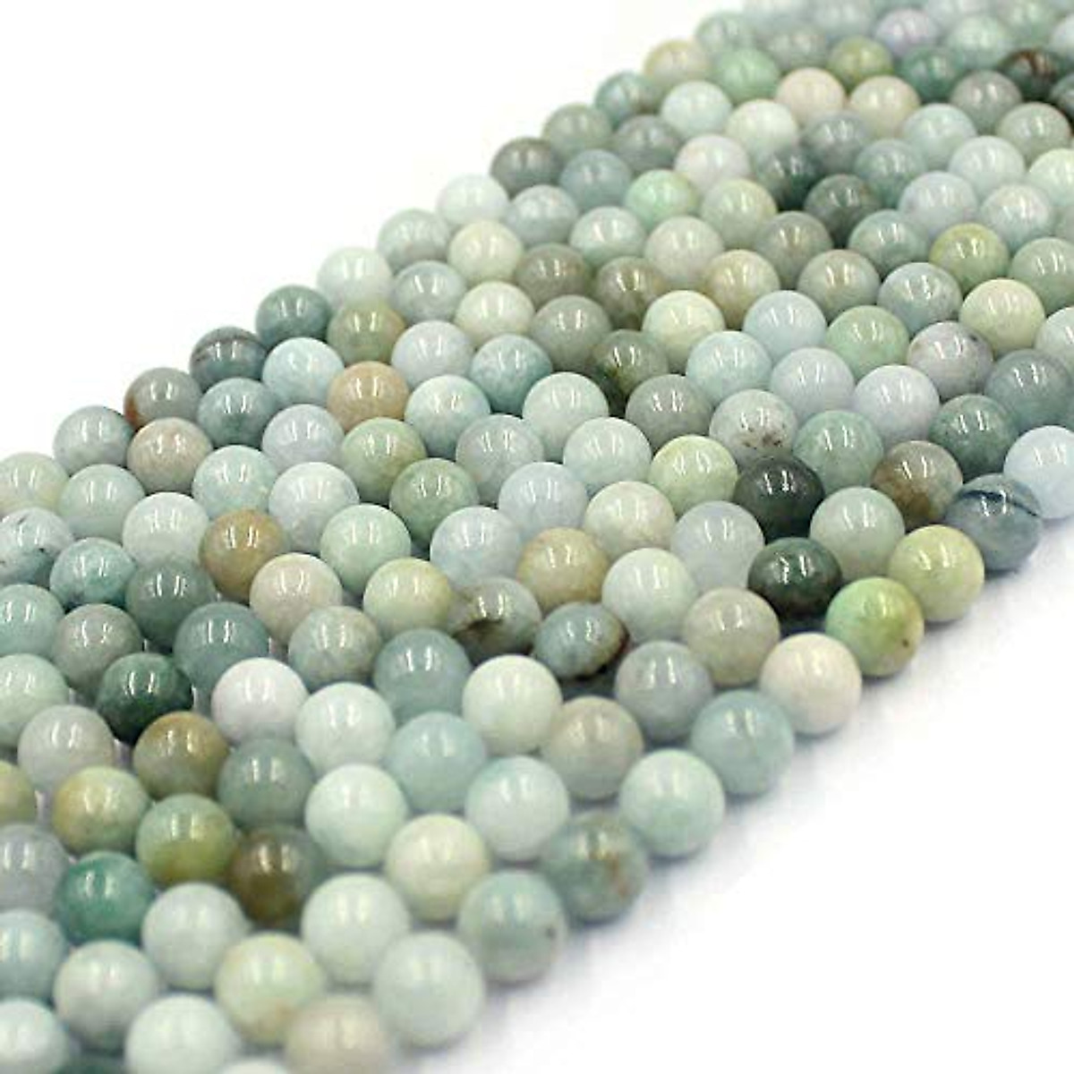 SR BGSJ Jewelry Making Natural 8mm Round Burmese A Grade Jadeite Jade Gemstone Loose Spacer Loose Craft DIY Beads Strand 15'