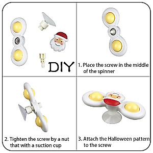 Jofan 3 Pack Christmas Suction Cup Spinner Toys for Baby Toddlers Kids Christmas Stocking Stuffers Gifts