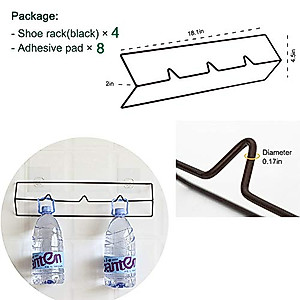 Esdella Shoes Rack Organizer Wall Mounted Storage Shelf Shoe Holder Keeps Shoes Off The Floor (Black, 4 Pack)