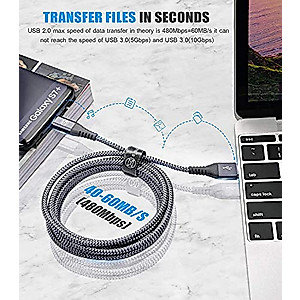 sweguard Micro USB Cable 6.6ft 2-Pack Android Charger Cable, Micro USB Nylon Braided Charger Cord for Samsung Galaxy S7 Edge S6 S2 J7 J5 J3 J3V J2,LG K10 V10,Moto E6 5 4,Kindle,Fire Tablet,PS4-Grey