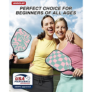 VINSGUIR Pickleball Paddles Set of 4 - USAPA Approved Fiberglass Pickleball Paddles - Pickleball Set with 4 Pickleballs, Portable Bag - Pickleball Rackets and Balls Set Gifts for Family
