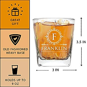 Set of 1, 2, 3, and More Custom Etched Whiskey Square Rocks Glasses for Wedding Party - Personalized Gift for Groom, Groomsman - Contemporary Style (7)