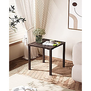 Crestlive Products Chaise Lounge Table, Aluminum Square Side/End Table, Small Patio Coffee Bistro Table for Outdoor Indoor (Brown)