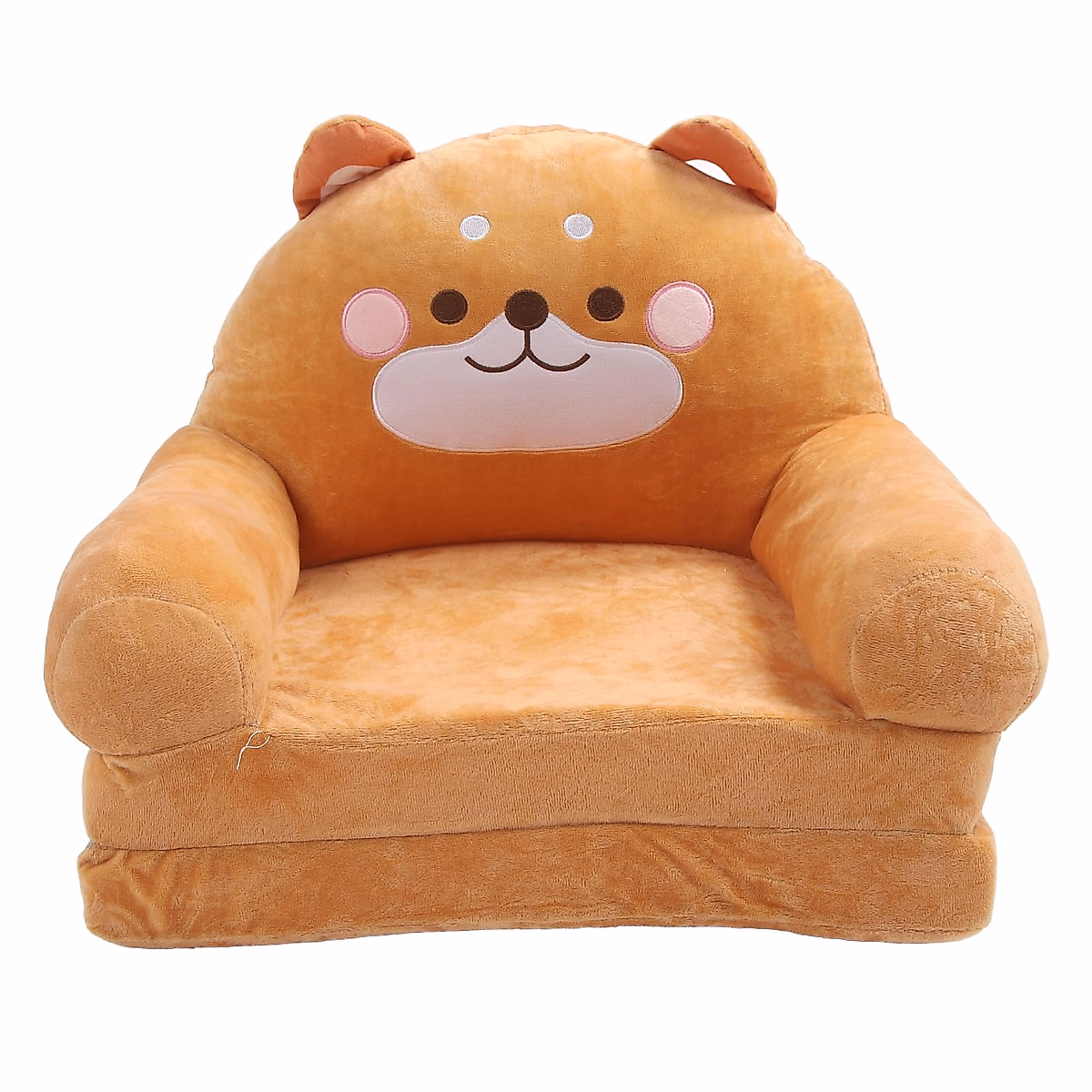 Flip Open Couch, Brown Puppy Kids Chair Couch Multifunctional Adorable Cartoon for Home for Watching TV (Folding in Half)