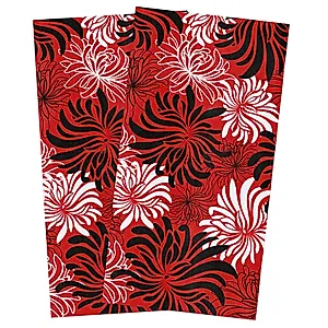 Kitchen Towels Set Black White Chrysanthemums Tea Towel Microfiber Absorbent Washable Flower Petals Red 2 Pack 18x28 Inches Absorbent Soft Cotton Dish Cloths Bar Towels & Tea Towels