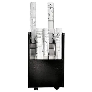 Adir Mobile Blueprint Roll File Holder - Architectural Plan Storage Organizer for Home Office or School Use 20 Slots (Black)